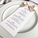 Luxury Menu Card With Champagne Colour Satin Ribbon Bow / Wedding Menu ...
