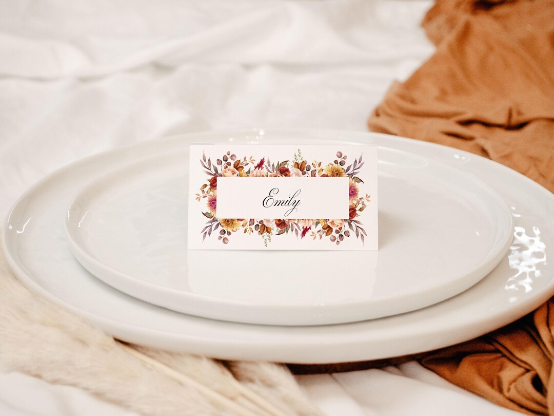 Fall Thanksgiving Place Cards | Autumn Leaf Place Setting Card - Etsy