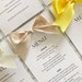 Luxury Menu Card With Champagne Colour Satin Ribbon Bow / Wedding Menu ...