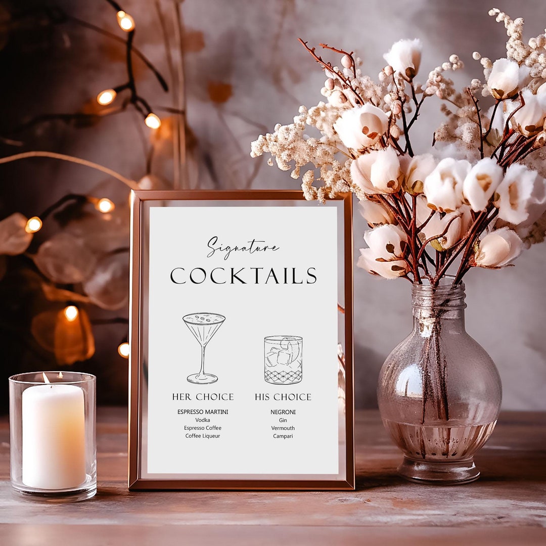 Signature Cocktails Wedding Sign: Wedding Bar Menu - Etsy