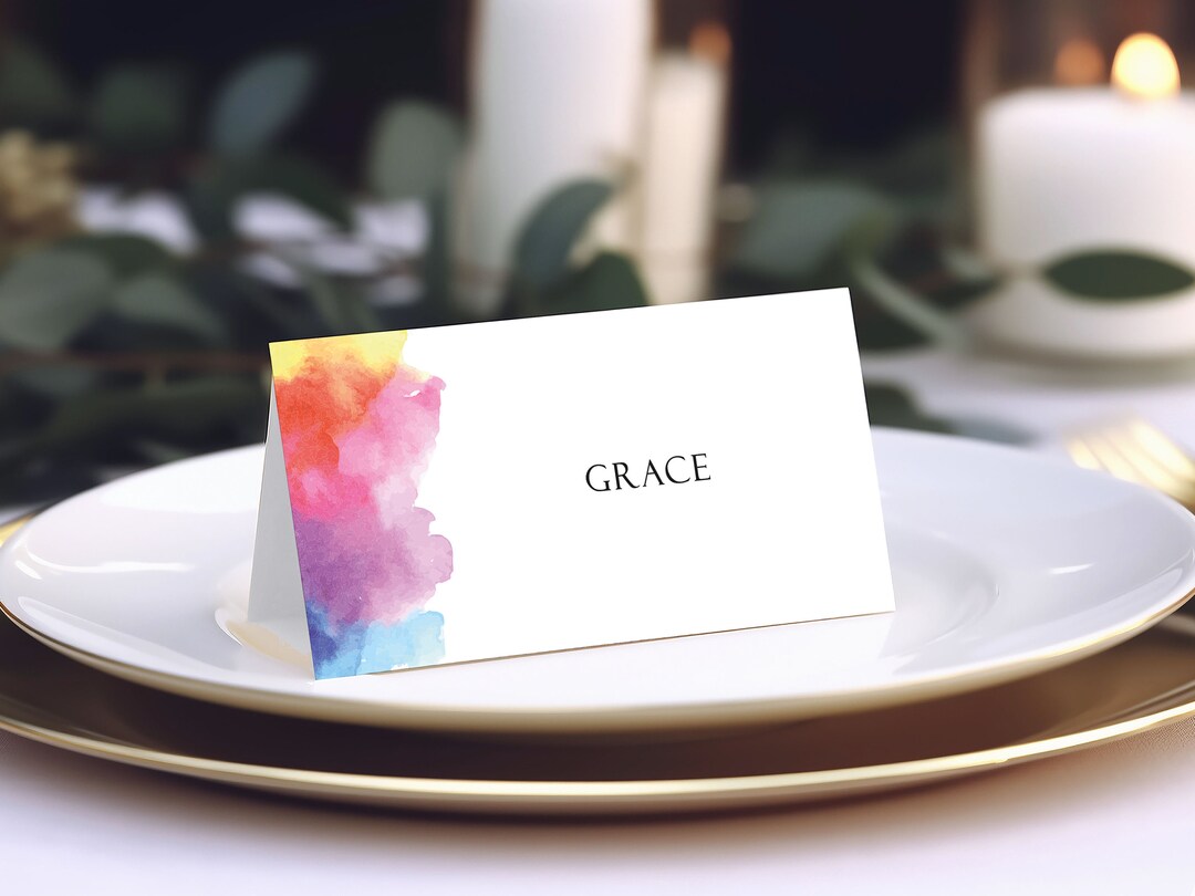 Watercolour Rainbow Place Cards - Etsy