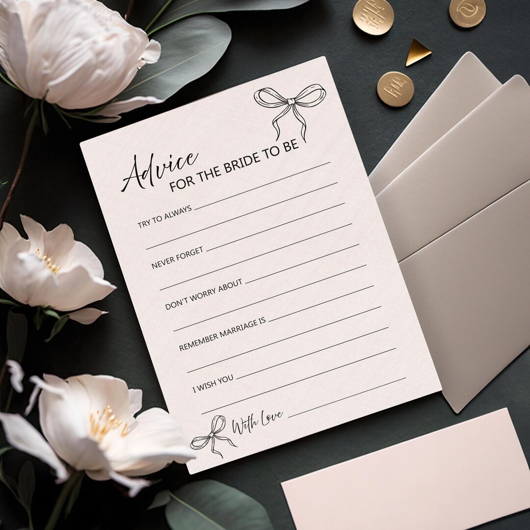 Black Bow 'advice for the Bride to Be' Hen Party Game Cards | Bridal ...