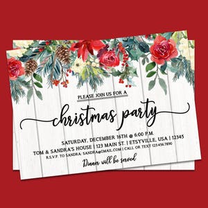 Rustic Christmas Invitation Printable Rustic Christmas Party - Etsy
