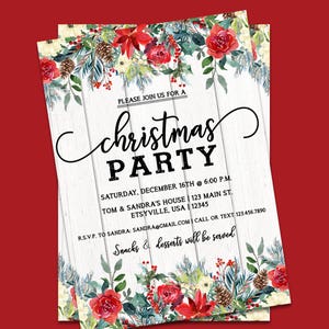 Rustic Christmas Invitation Rustic Christmas Party Invitation - Etsy