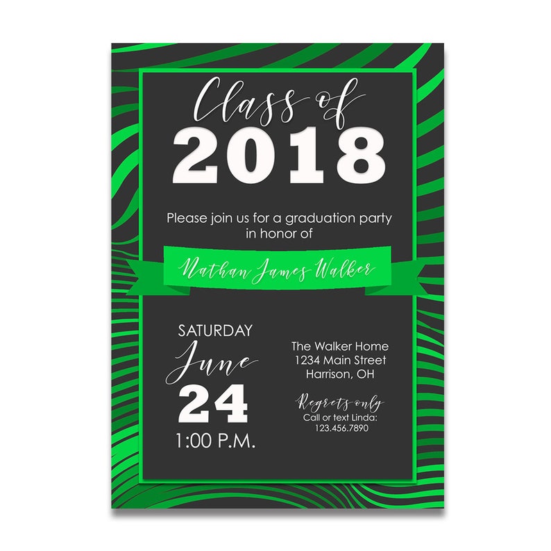 Graduation Party Invitation Green Green Graduation Invitation - Etsy