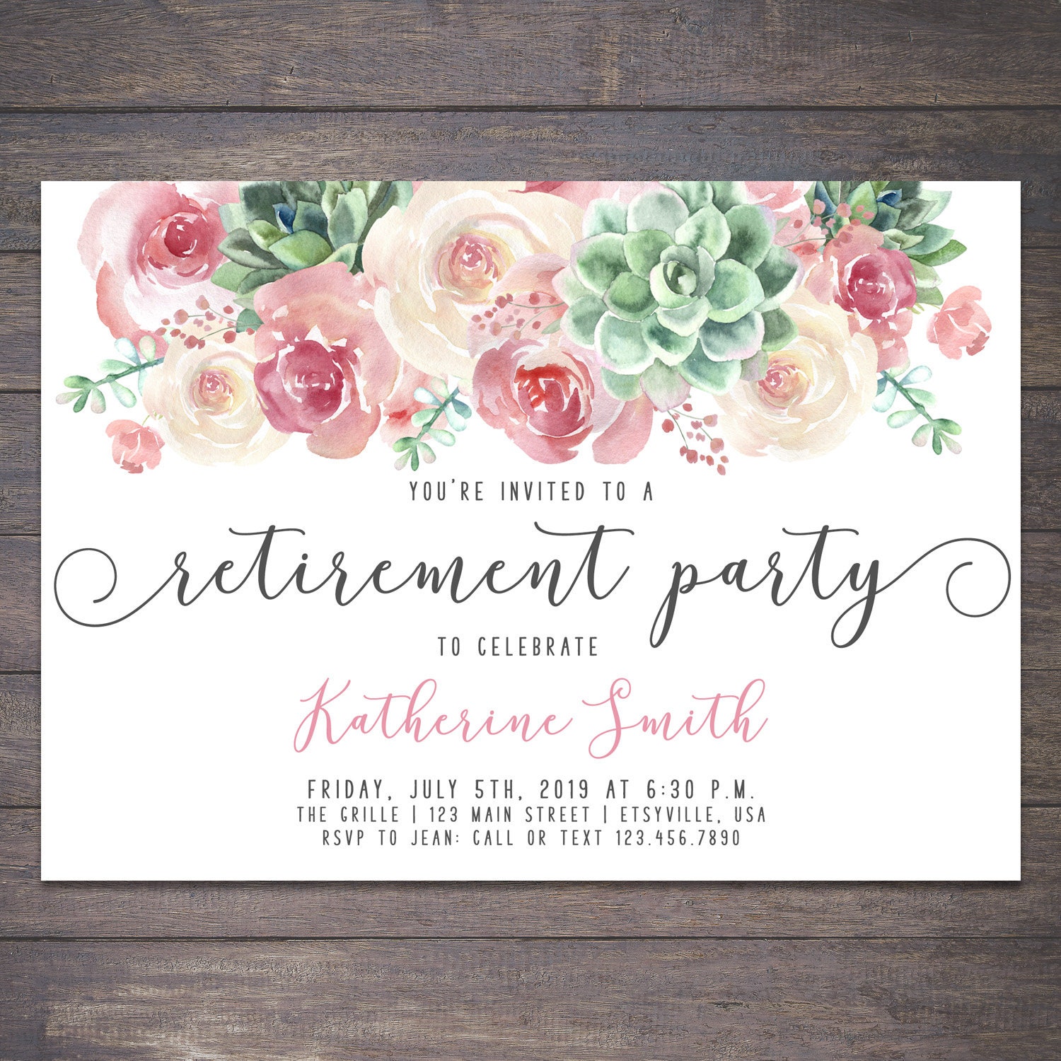 Retirement Invitation Retirement Party Invitation Pink | Etsy