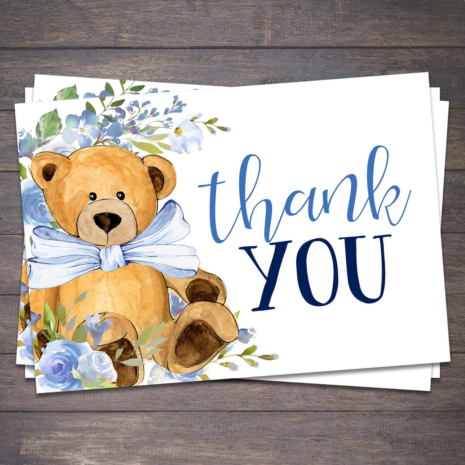 Teddy Bear Thank You Card Printable Teddy Bear Shower Thank | Etsy