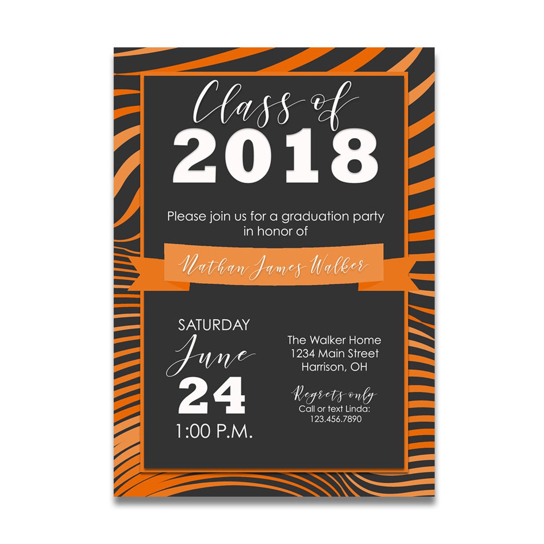 Graduation Party Invitation Orange Orange Graduation - Etsy