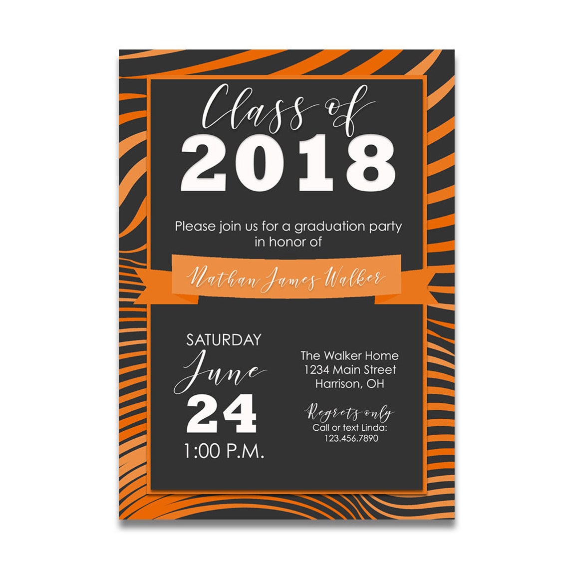 Graduation Party Invitation Orange Orange Graduation | Etsy