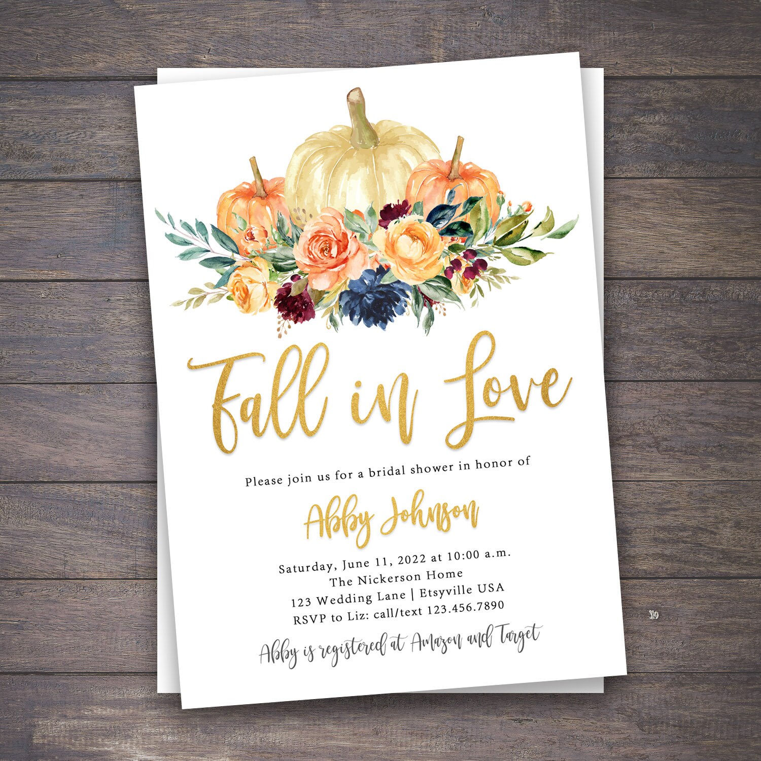 Fall in Love Bridal Shower Invitation Fall in Love Bridal - Etsy