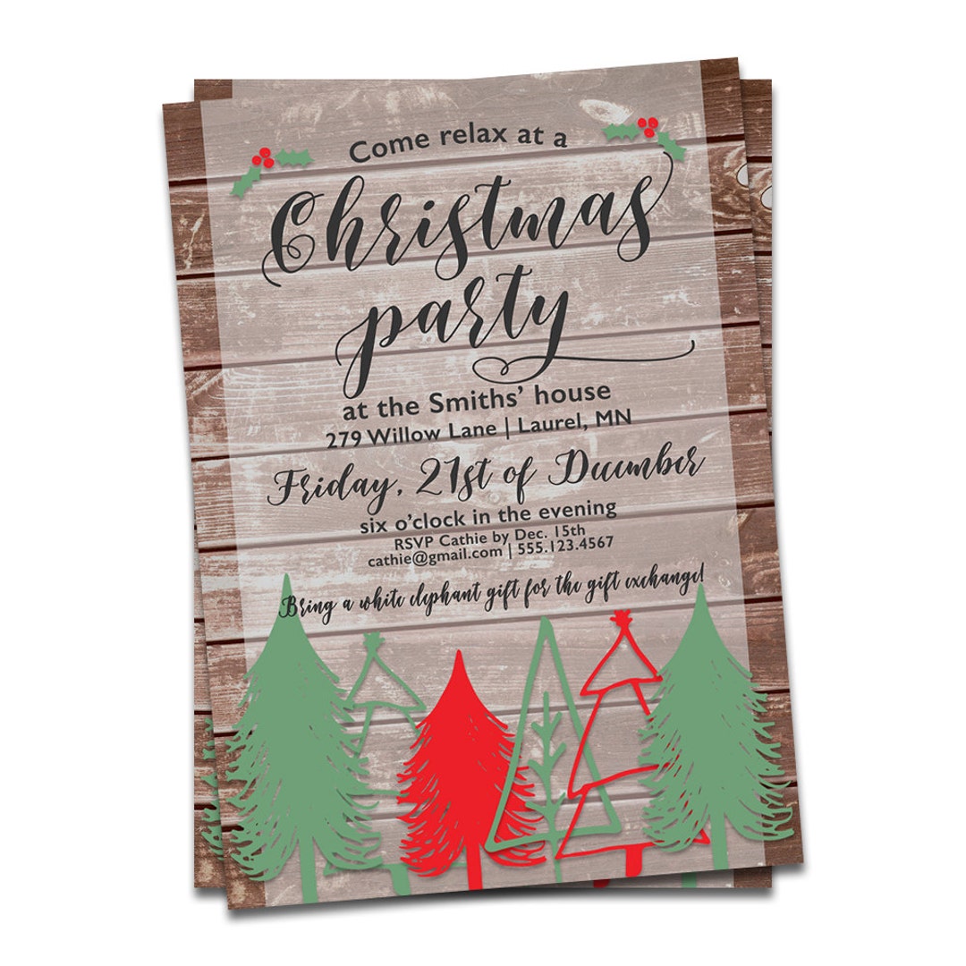 Rustic Christmas Invitation Printable Rustic Christmas Party - Etsy