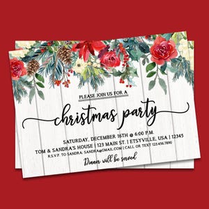 Rustic Christmas Invitation Printable Rustic Christmas Party - Etsy