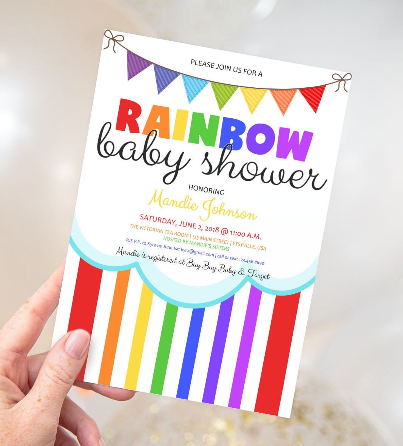 Rainbow Baby Invitation Rainbow Baby Shower Invitation - Etsy