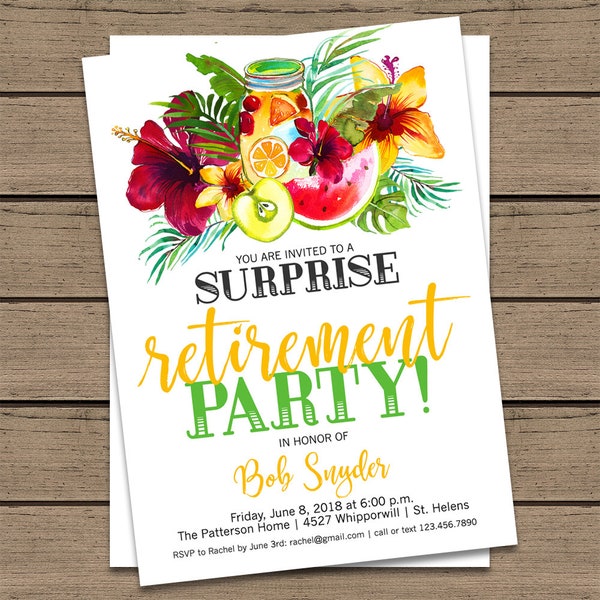 Retirement Party Tropical Invitation - Etsy