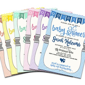 Printable Baby Shower Invitation Pink Chevron Baby Shower - Etsy