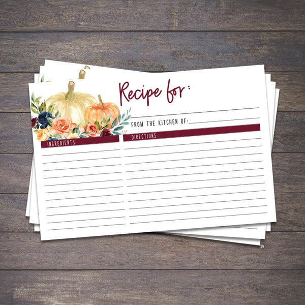Fall Recipe Cards - Etsy