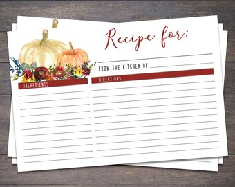 Fall Recipe Cards - Etsy