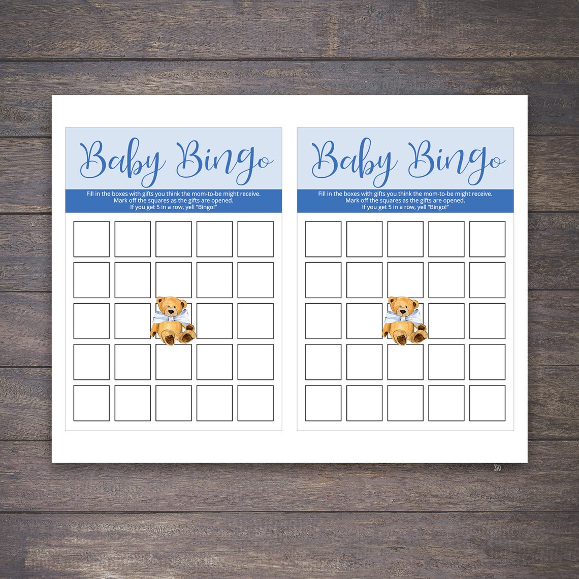 Baby Shower Bingo Printable Teddy Bear Baby Shower Bingo - Etsy