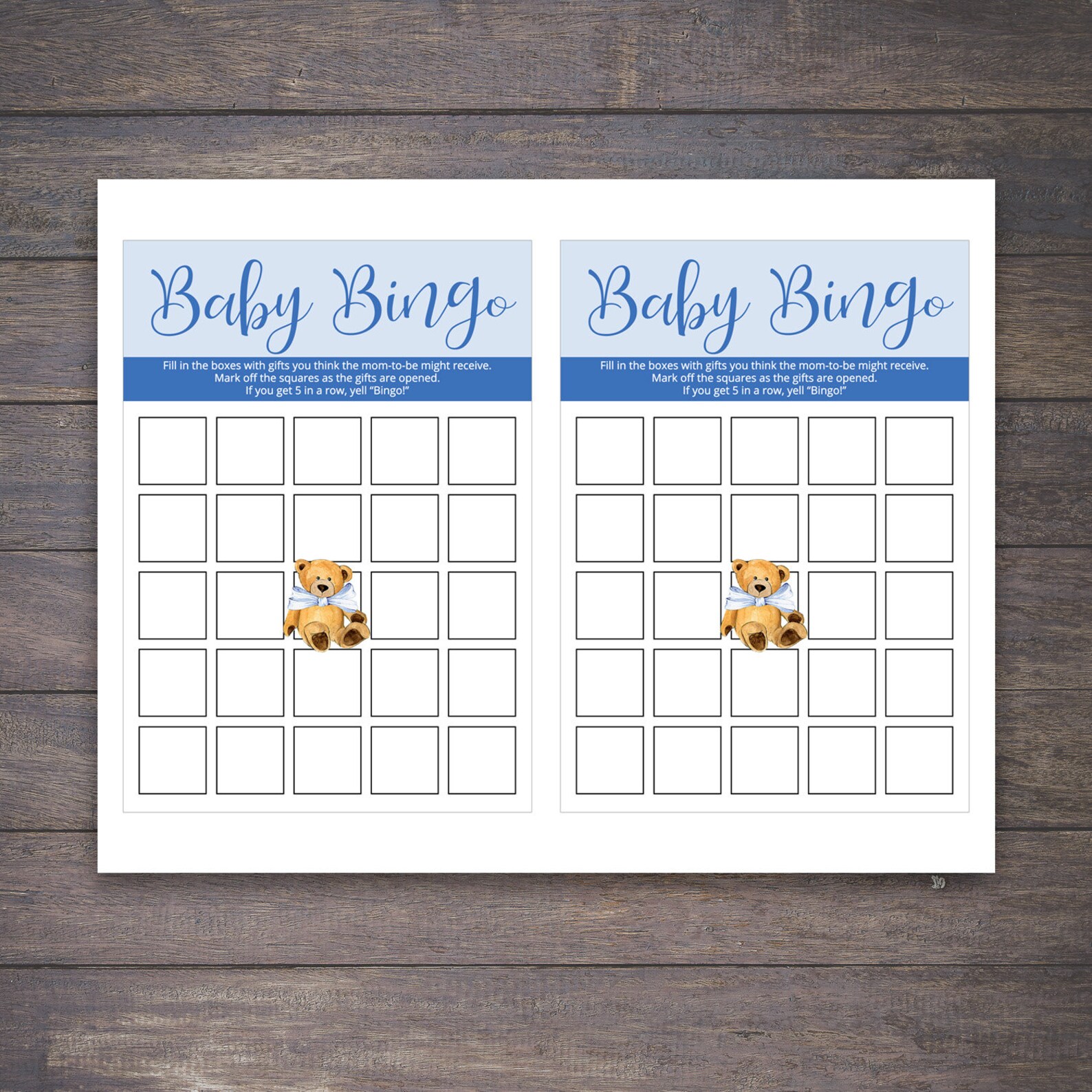 Baby Shower Bingo Printable Teddy Bear Baby Shower Bingo - Etsy