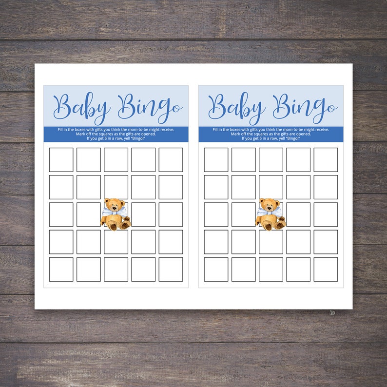Baby Shower Bingo Printable Teddy Bear Baby Shower Bingo - Etsy