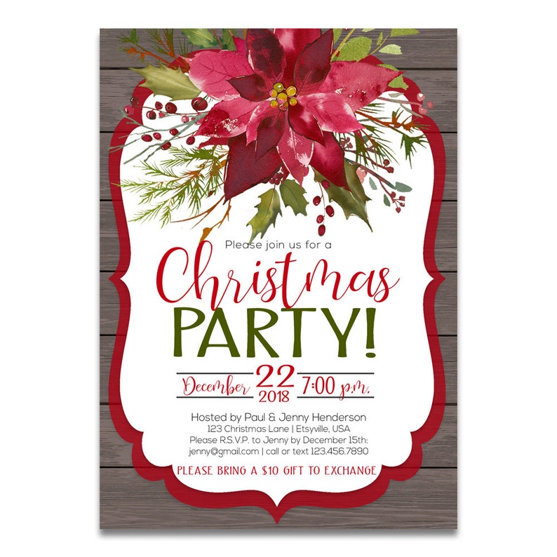 Rustic Christmas Invitation Rustic Christmas Party Invite - Etsy