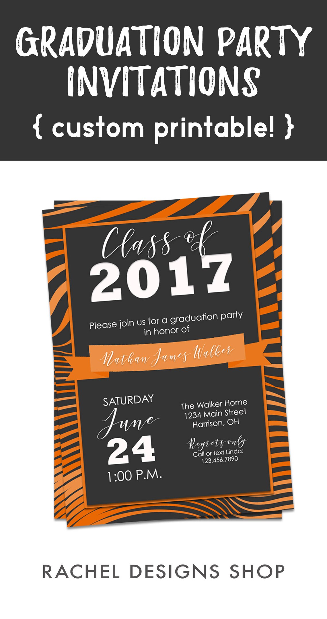 Graduation Party Invitation Orange Orange Graduation | Etsy