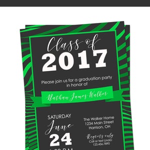 Graduation Party Invitation Green Green Graduation Invitation - Etsy
