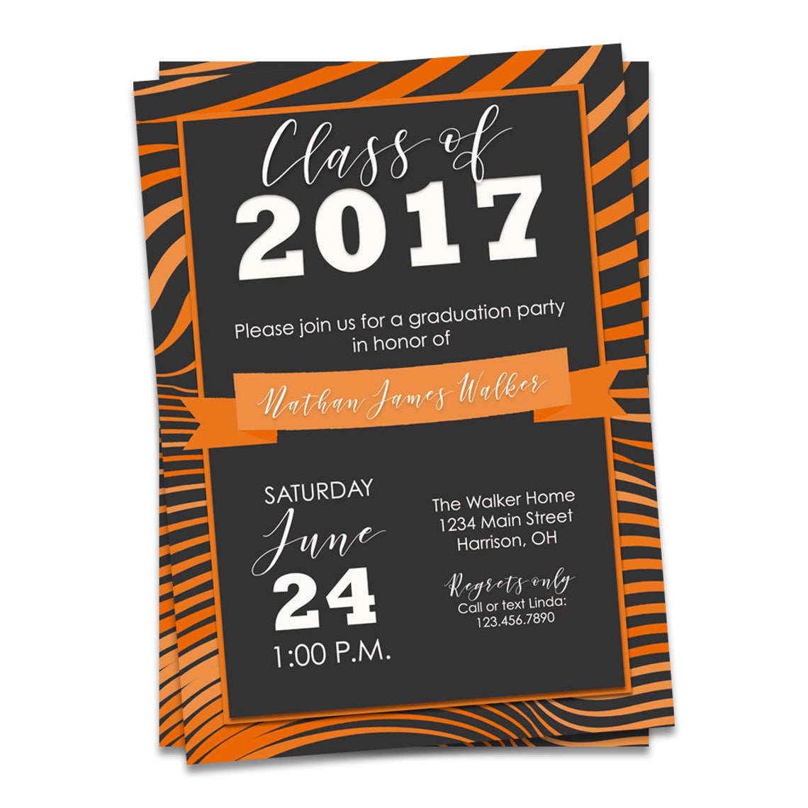 Graduation Party Invitation Orange Orange Graduation | Etsy