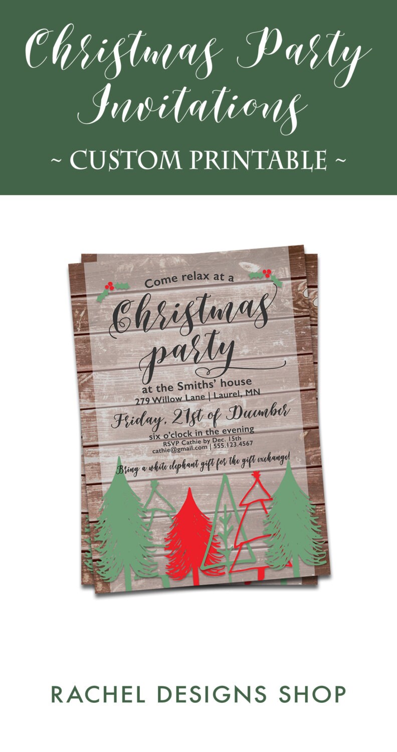 Rustic Christmas Invitation Printable Rustic Christmas Party | Etsy