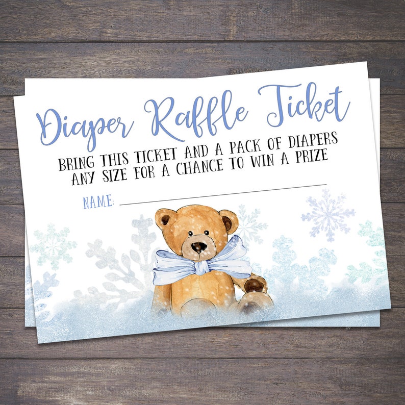 Teddy Bear Diaper Raffle Ticket Printable Diaper Raffle - Etsy