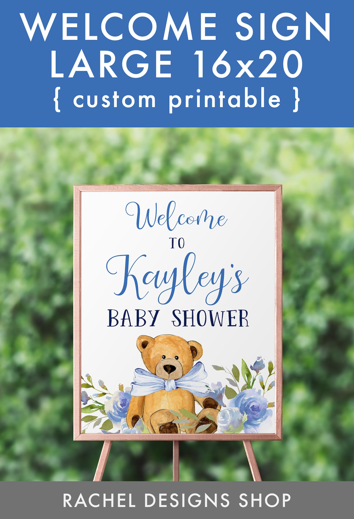 Teddy Bear Baby Shower Sign Baby Shower Welcome Sign Blue - Etsy