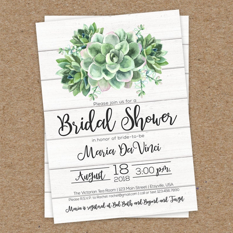 Succulent Invitation Watercolor Succulents Bridal Shower - Etsy Australia