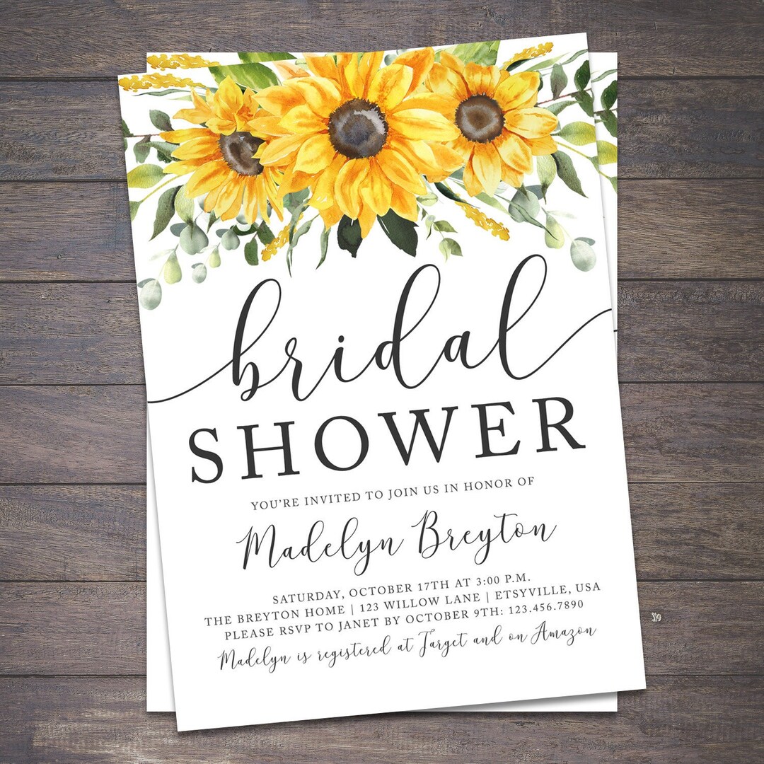 Sunflower Bridal Shower Invitation Sunflower Wedding - Etsy