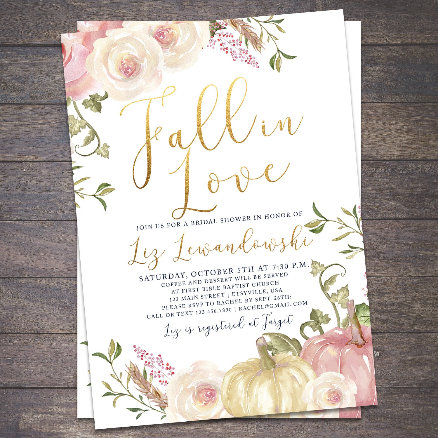 Fall in Love Bridal Shower Invitation Fall in Love Fall in | Etsy