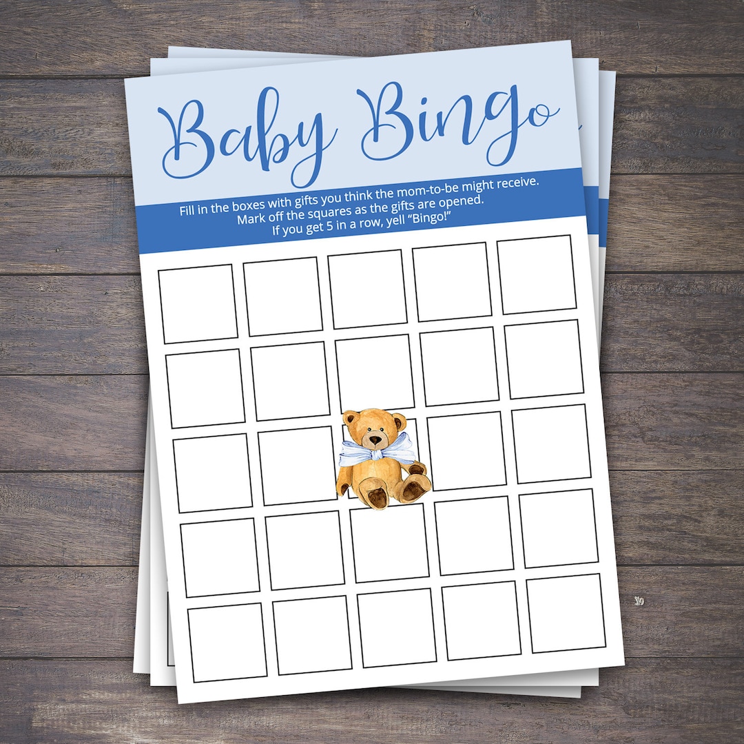 Baby Shower Bingo Printable, Teddy Bear Baby Shower Bingo Printable ...