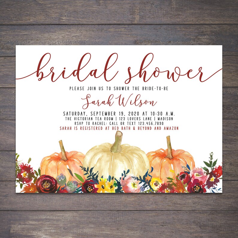 Fall Floral Pumpkin Bridal Brunch Invitation Fall Floral - Etsy