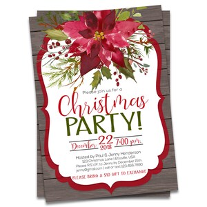 Rustic Christmas Invitation Rustic Christmas Party Invite - Etsy