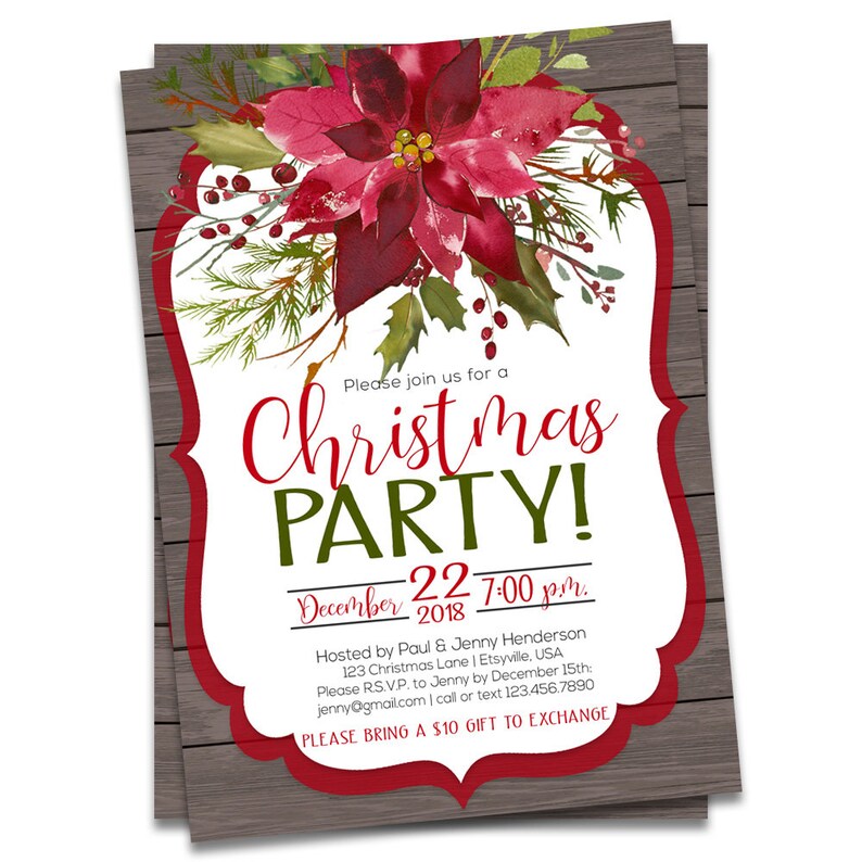 Rustic Christmas Invitation Rustic Christmas Party Invite - Etsy