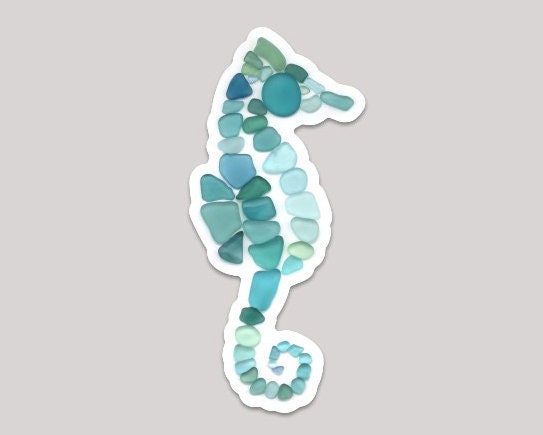 Sea Glass Sea Horse Sticker Die-cut Laptop Sticker - Etsy