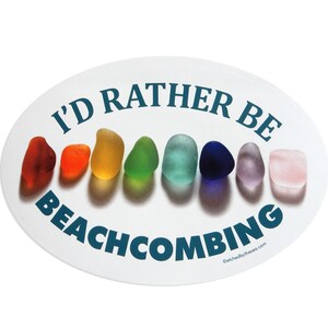 I'd Rather Be Beachcombing Laptop or Bumper Sticker - Rainbow - Etsy