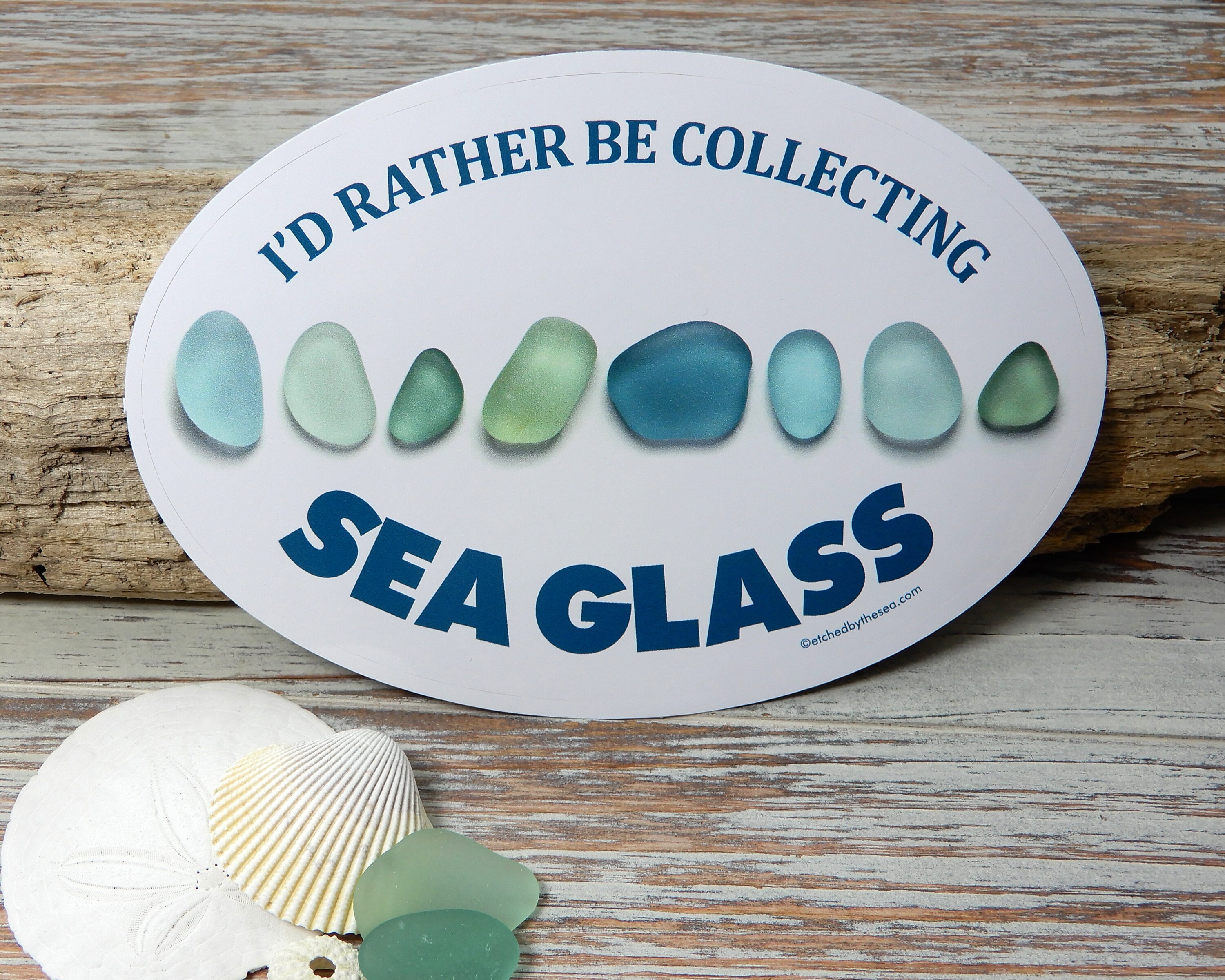 I'd Rather Be Collecting Sea Glass Laptop or Bumper Sticker - Turquoise ...