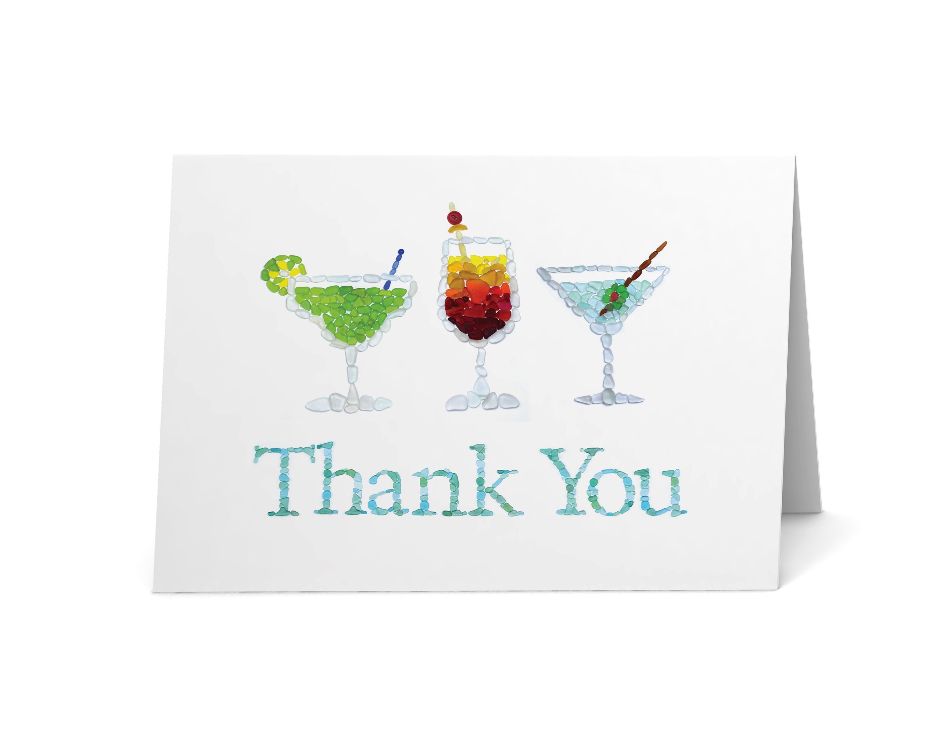 Sea Glass Cocktails Thank You Card | Etsy