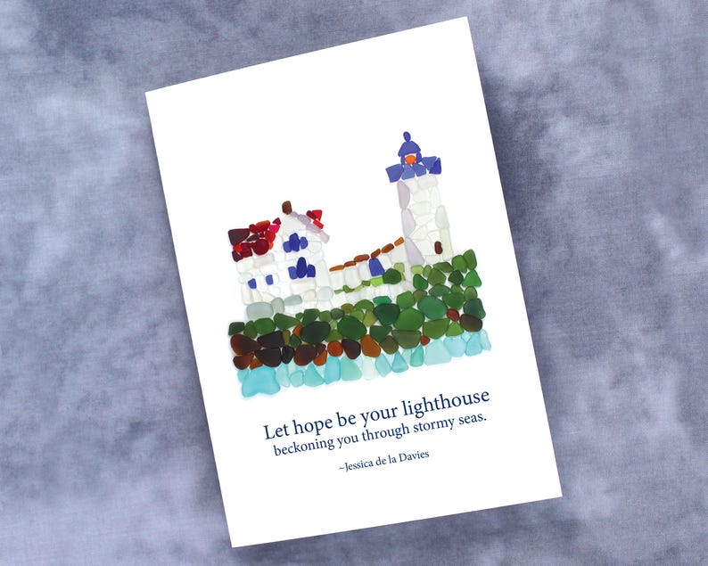 Sea Glass Lighthouse Sympathy Card "let Hope Be Your Lighthouse ...