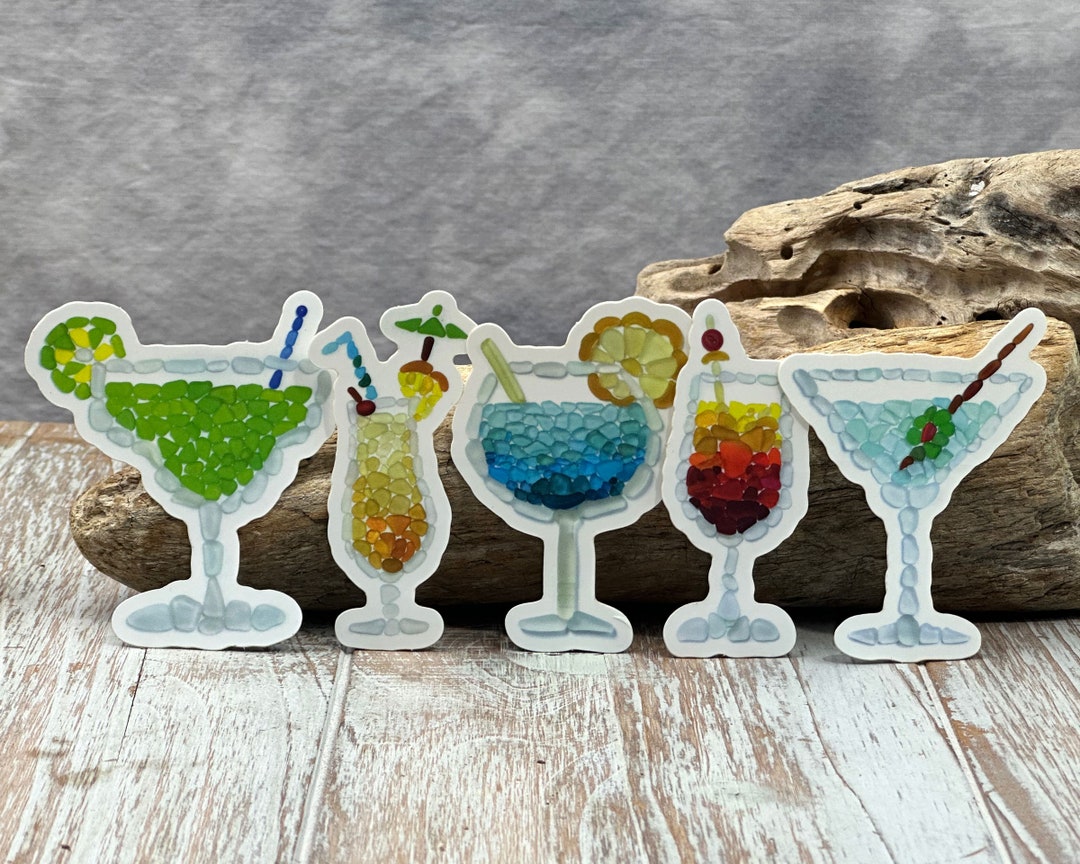 Sea Glass Cocktail Stickers - Die-cut Phone, Laptop, Bumper Stickers - Etsy