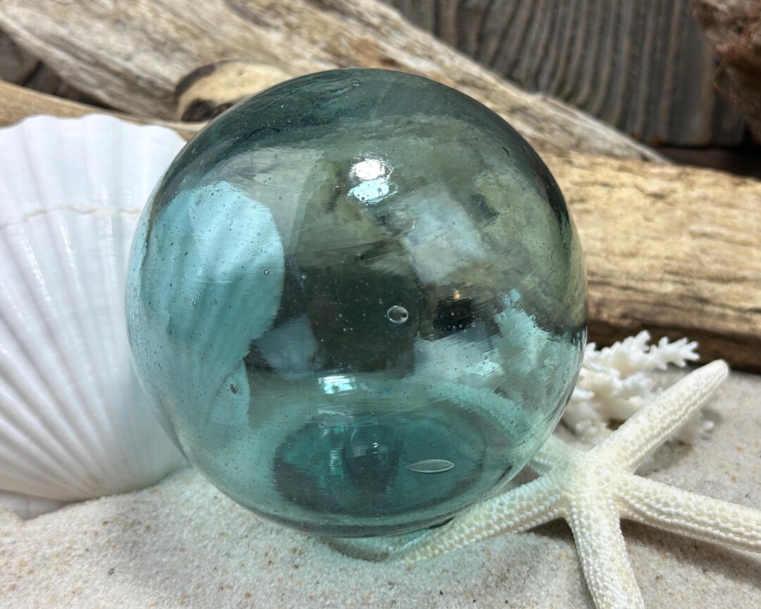 Antique Japanese Glass Fishing Float - Handblown Aqua Blue With Pontil ...