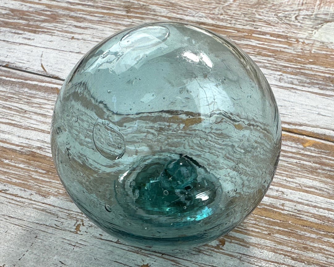 Antique Japanese Glass Fishing Float - Handblown Aqua Blue With Pontil ...