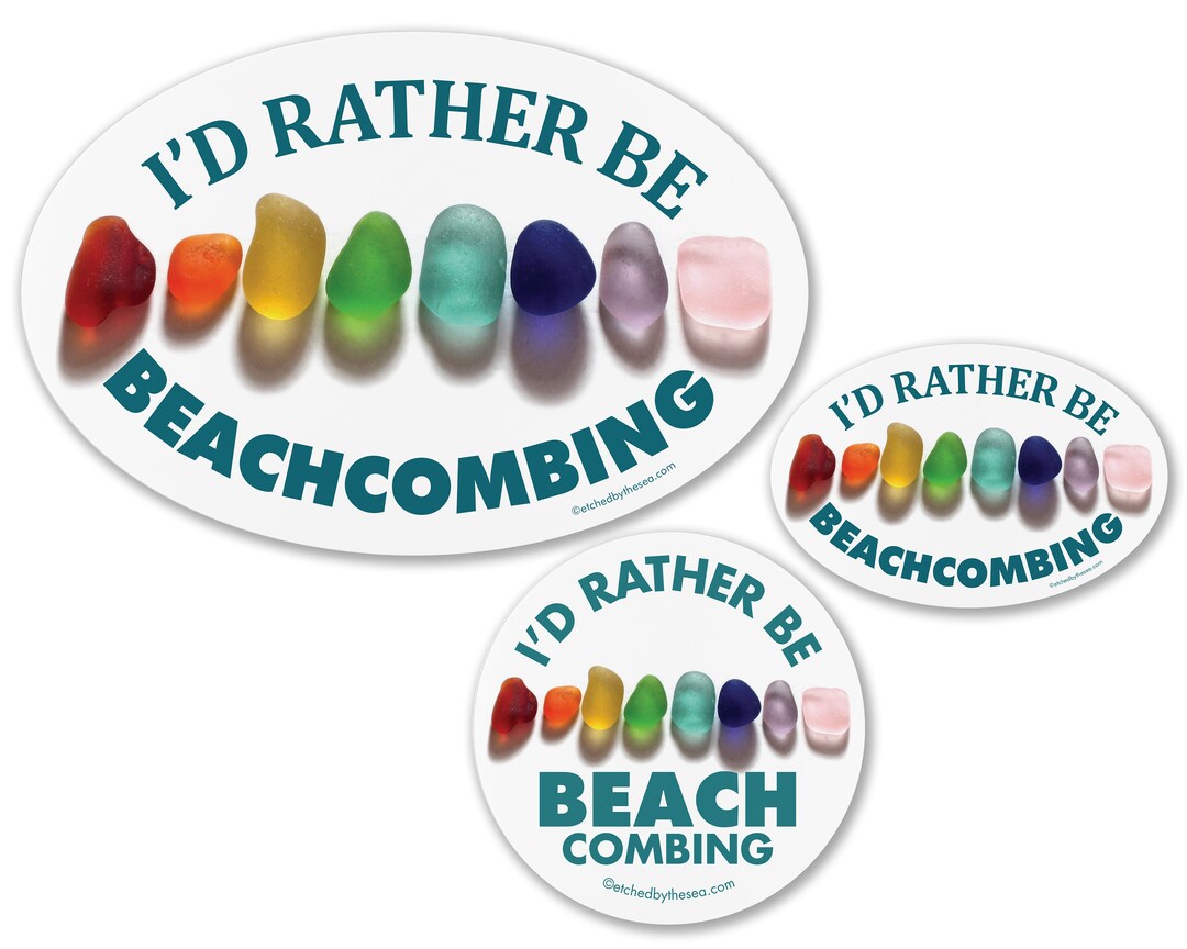 I'd Rather Be Beachcombing Laptop or Bumper Sticker - Rainbow - Etsy
