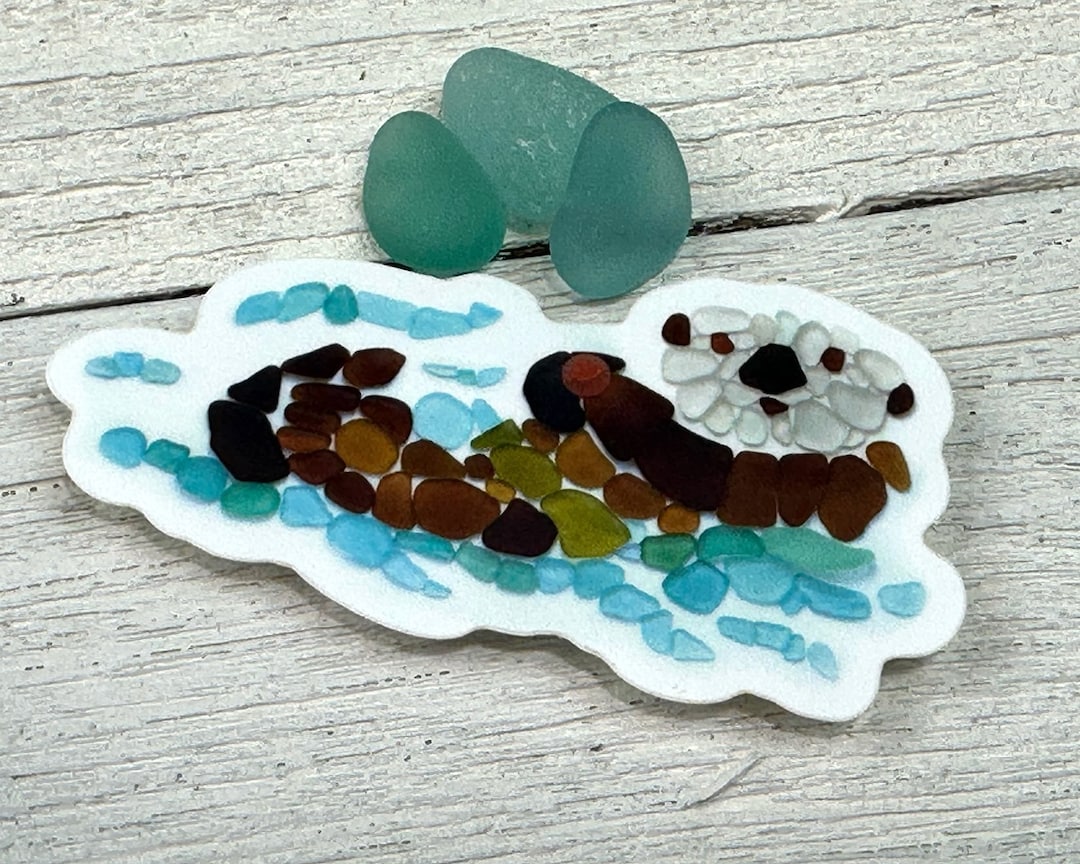Sea Glass Sea Otter Sticker - Die-cut Laptop Sticker - Etsy