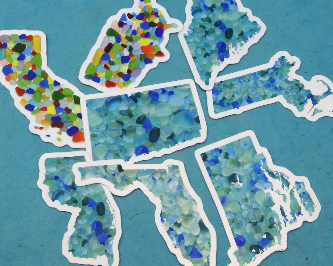 Sea Glass Map Sticker State Die-cut Laptop or Bumper Sticker - Etsy