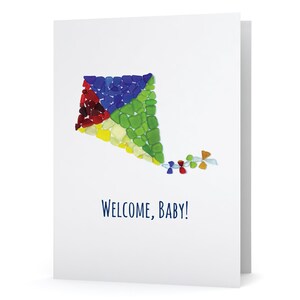 Sea Glass Kite "welcome, Baby!" Card - Etsy